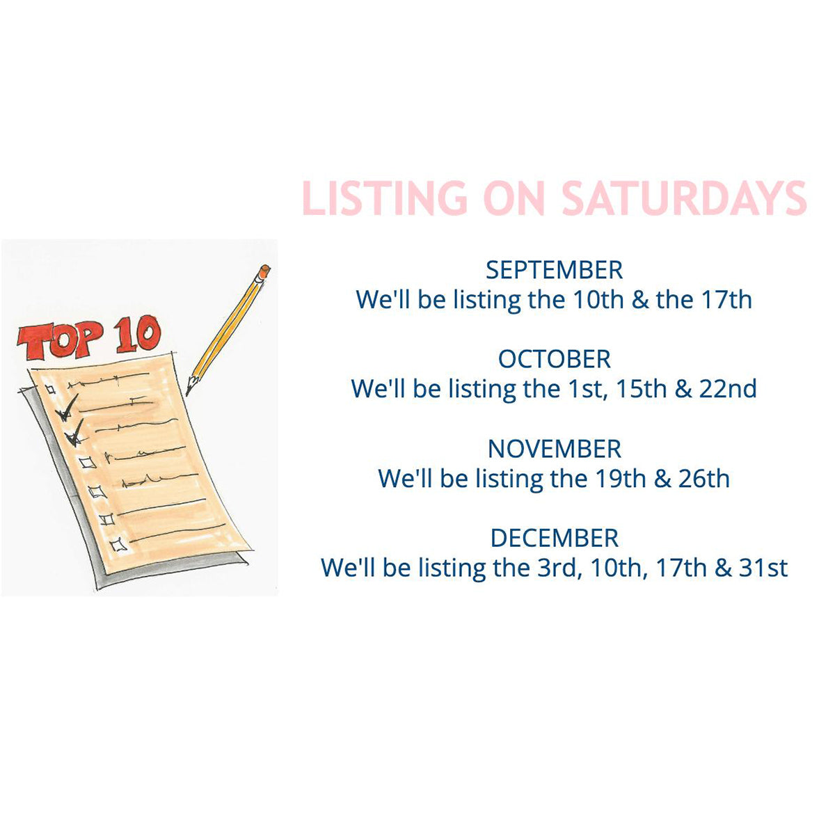 Listing Schedule Through Year End – Layle By Mail