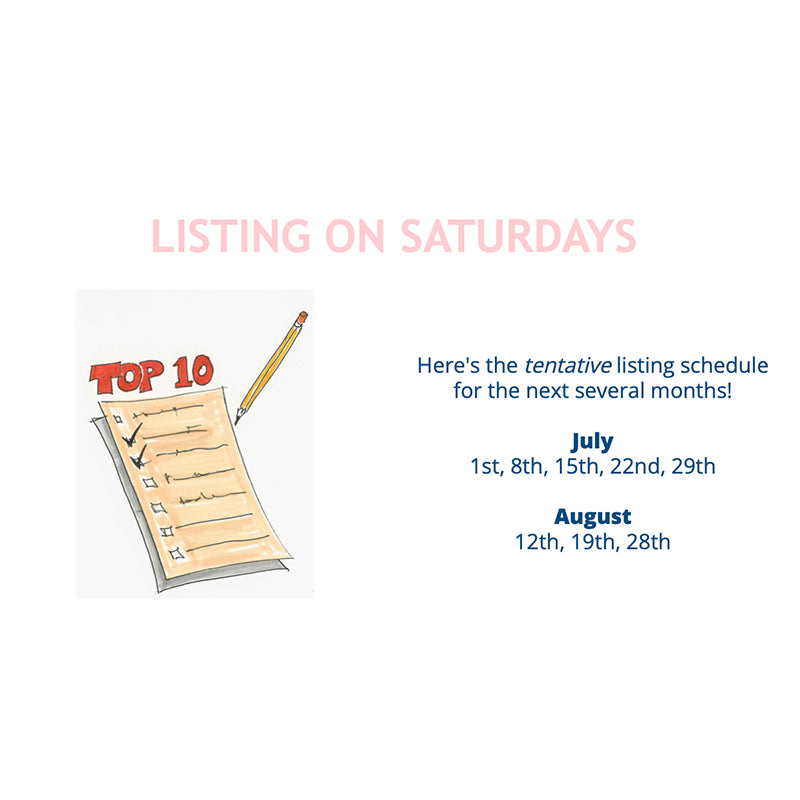 Saturday Listing Schedule – Layle By Mail