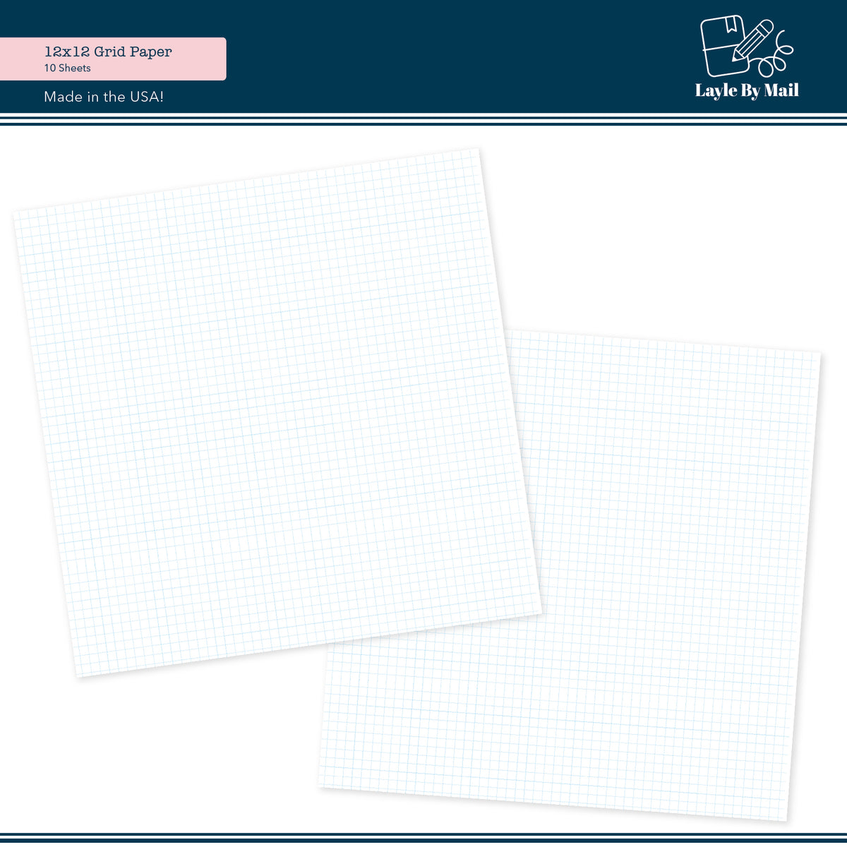 Layle By Mail | 12x12 GRID Paper Pack (10 sheets)