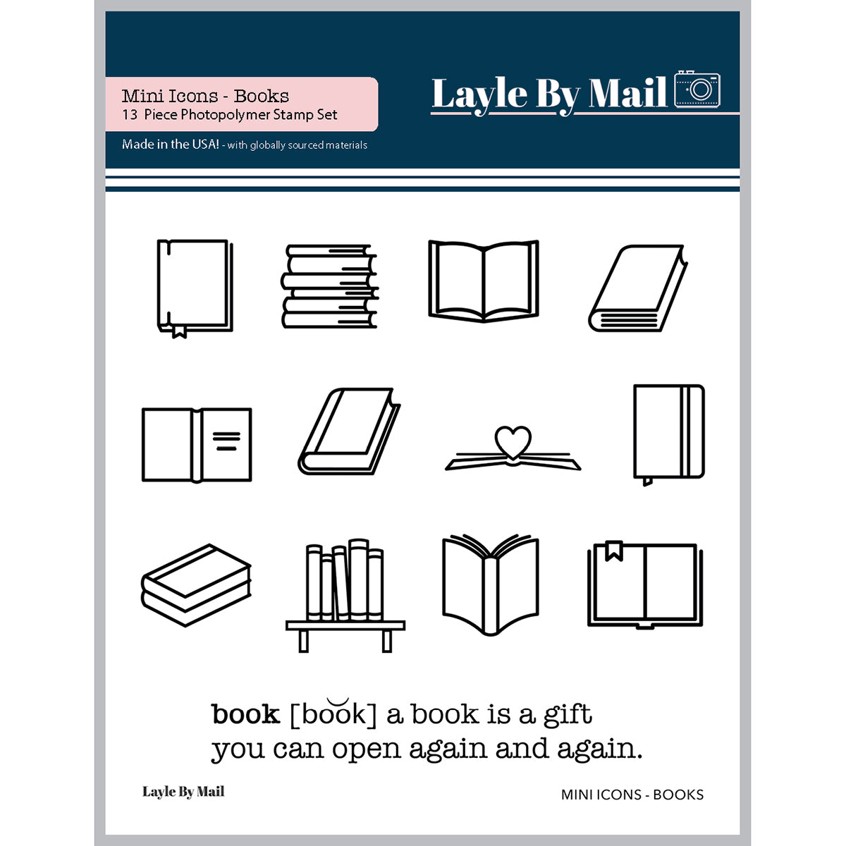 List Builder - Mini Icons - Books 3x3 Stamp Set – Layle By Mail