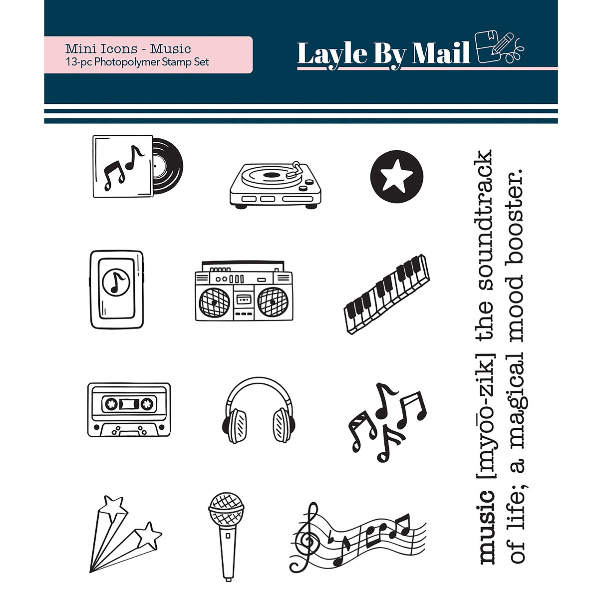 List Builder | Mini Icons - Music 3x3 Stamp Set – Layle By Mail