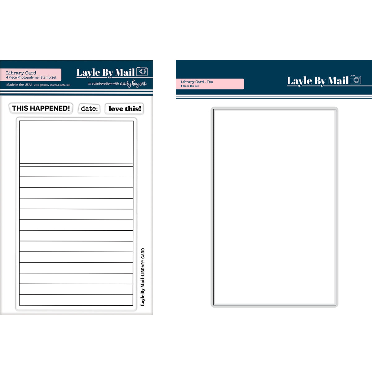 Library Card Stamp & Library Card Metal Die Bundle – Layle By Mail